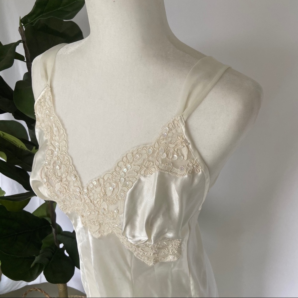 Vintage Victorias Secret Satin Lace Night Gown - Gem
